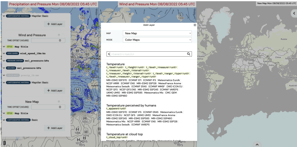 MetX Example Dashboard - Weather overview