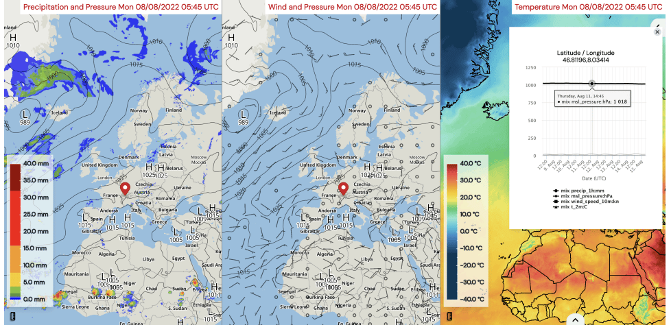 MetX Example Dashboard - Weather overview