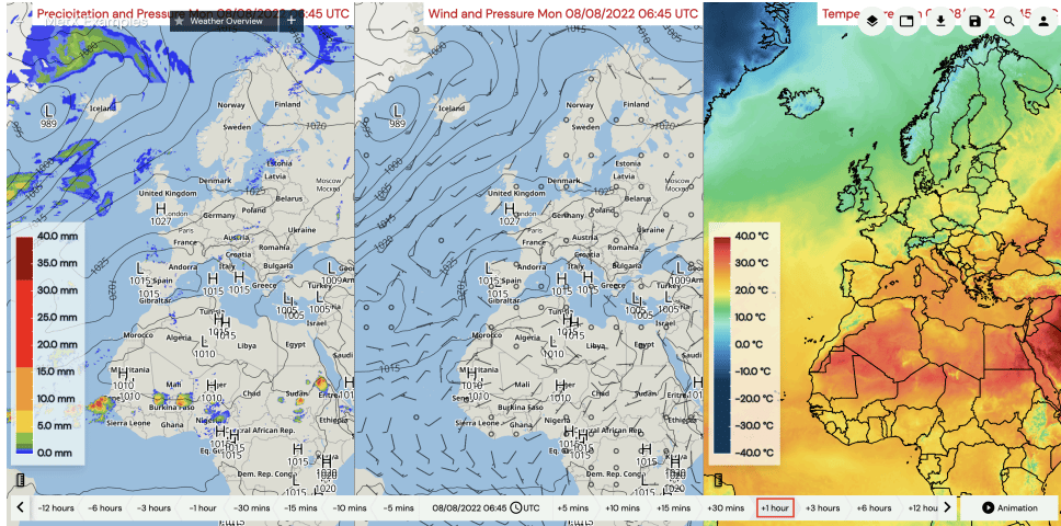 MetX Example Dashboard - Weather overview