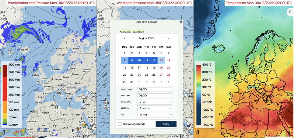 MetX Example Dashboard - Weather overview