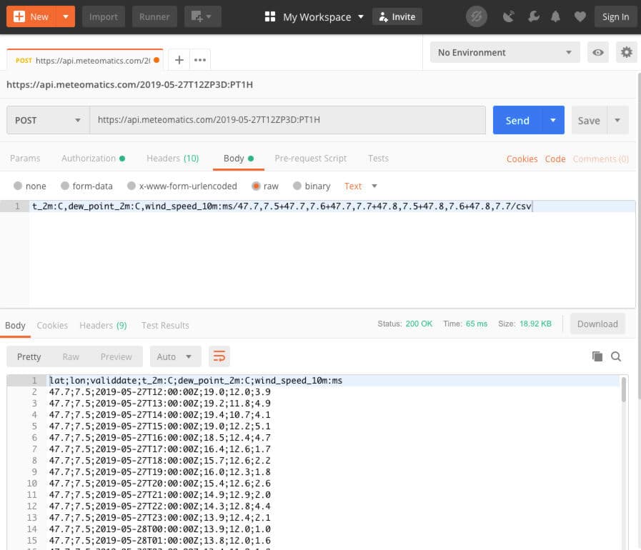 API Request | Meteomatics