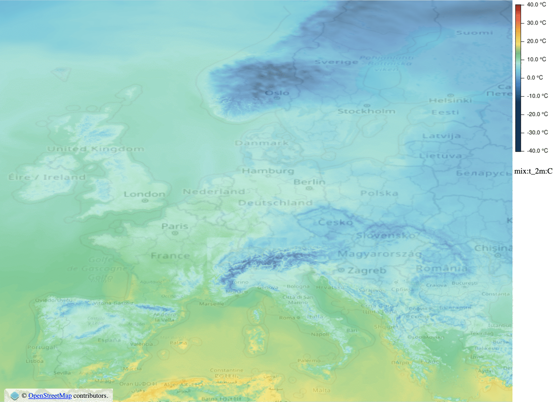Temperature API Parameters | Meteomatics